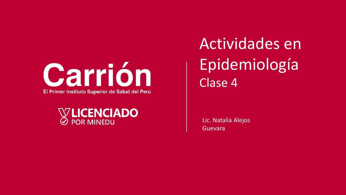 Actividades en Epidemiología clase 4 | Linda Cardenas Villafuerte | uDocz