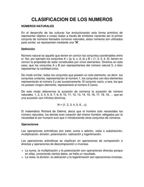 Clasificación de los Números | lanotamatematica10 | uDocz