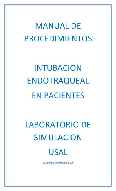 Manual de procedimientos: Intubación endotraqueal en pacientes | Cesar ...