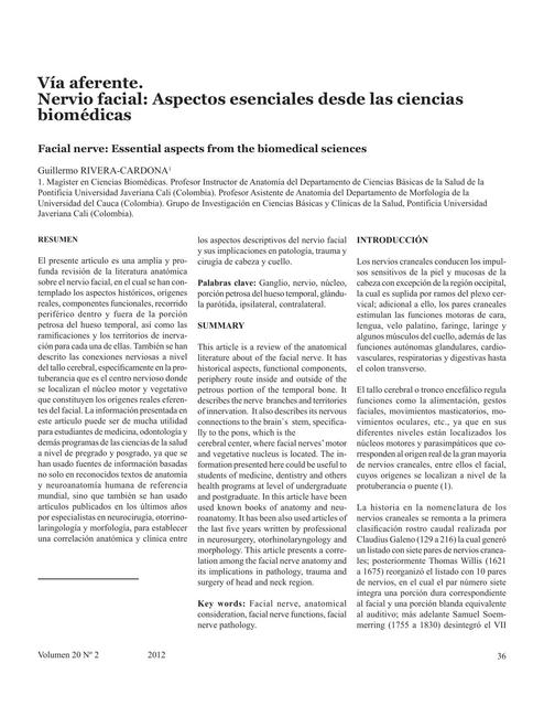 Vía aferente. Nervio facial, aspectos esenciales desde las ciencias ...