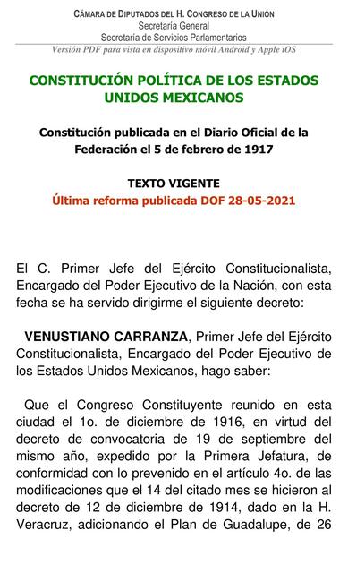 Constitución Política de los Estados Unidos Mexicanos | Monserrat | uDocz