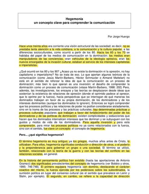 Hegemonía. Un Concepto Clave para Comprender la Comunicación | B.M | uDocz
