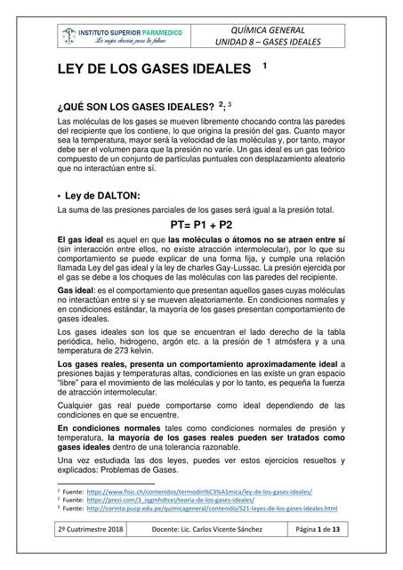 Leyes de los Gases Ideales | Apuntes de Física | uDocz