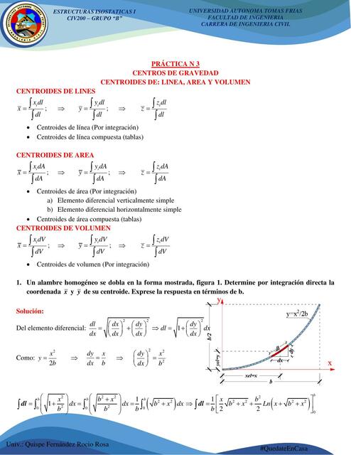 Centros de Gravedad: Líneas Áreas y Volúmen | CCINGENIERIACC | uDocz