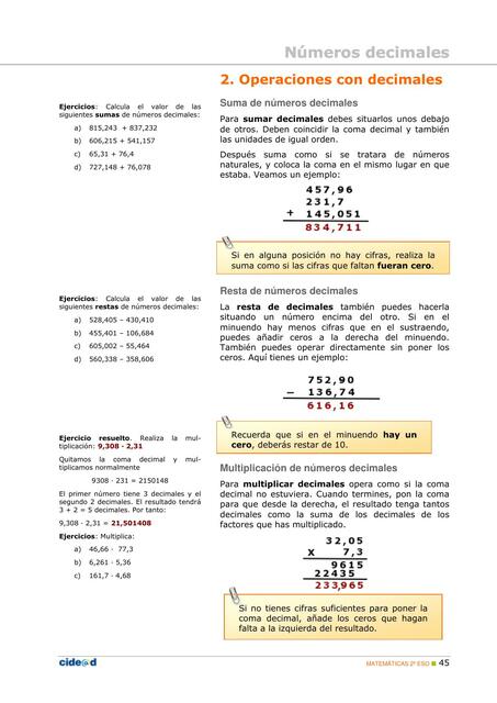 Operaciones con Decimales | lanotamatematica10 | uDocz