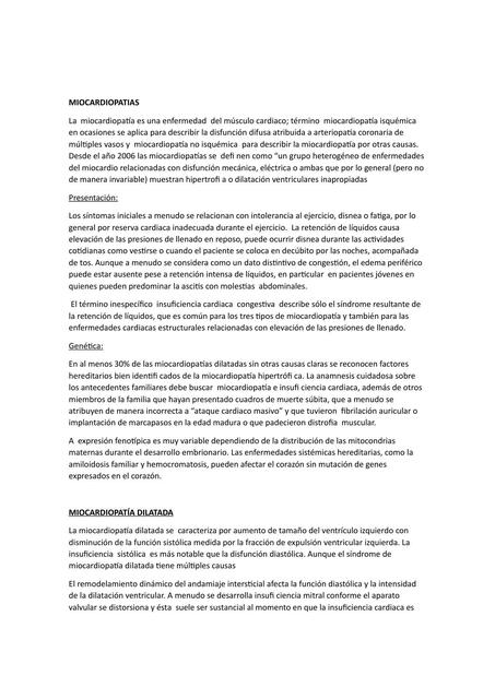 Resumen 259 Miocardiopatía y myocarditis Harrison Principios de medicina interna | Todo sobre ...