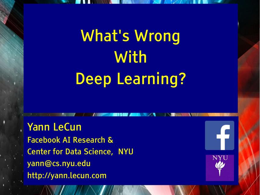 What's Wrong With Deep Learning? (2015) | HackerNews | uDocz What's Wrong With Deep Learning? (2015) | HackerNews | uDocz