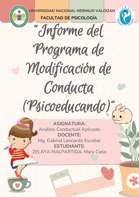 Informe Del Programa Culminado De Modificación Conductual ...