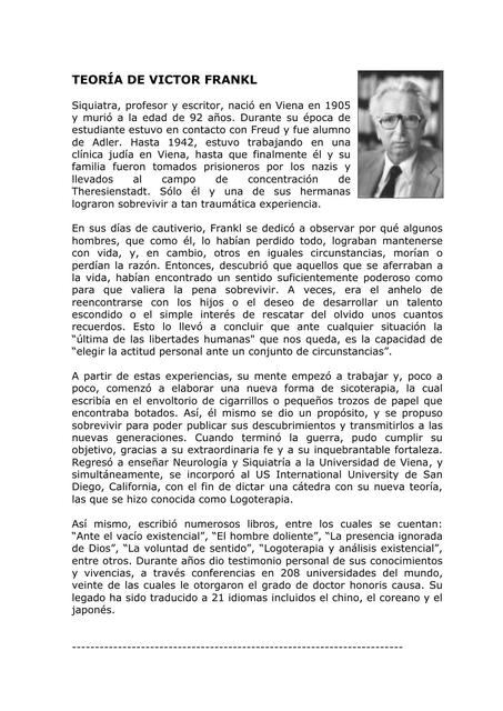 Teoría de Víctor Frankl | psicosymente | uDocz