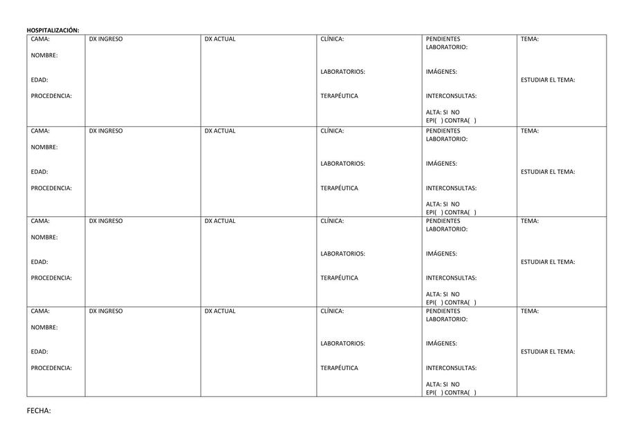 Cuadro Resumen Para Hospitalización Para Estudiantes De Medicina | Belk ...