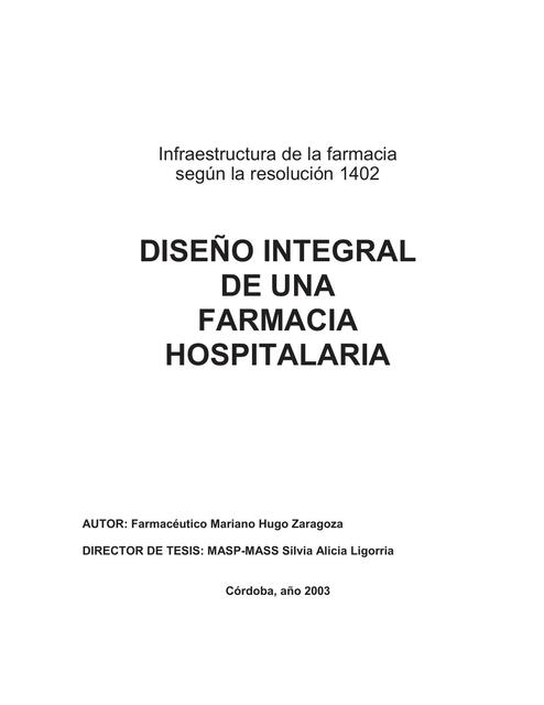 Diseño Integral de una Farmacia Hospitalaria | Medicina y Farmacia | uDocz