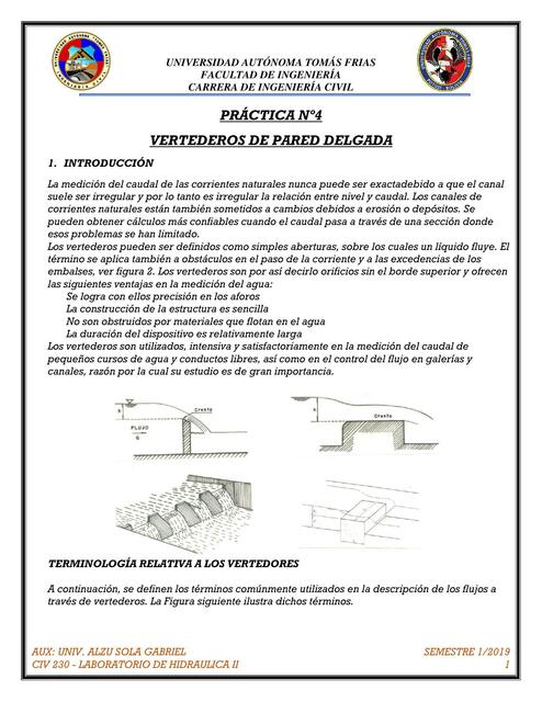 Práctica Nº4 Vertederos De Pared Delgada | CCINGENIERIACC | uDocz