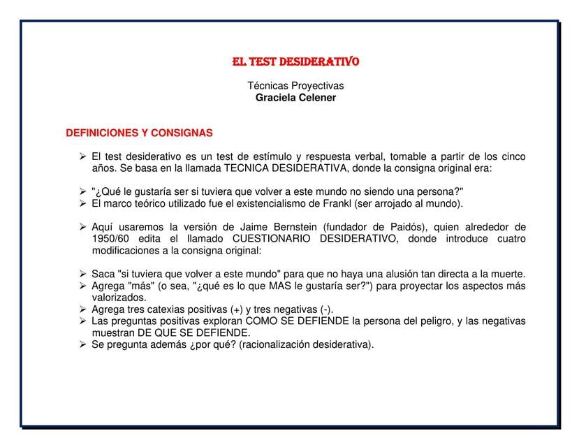 El test desiderativo | MILER | uDocz