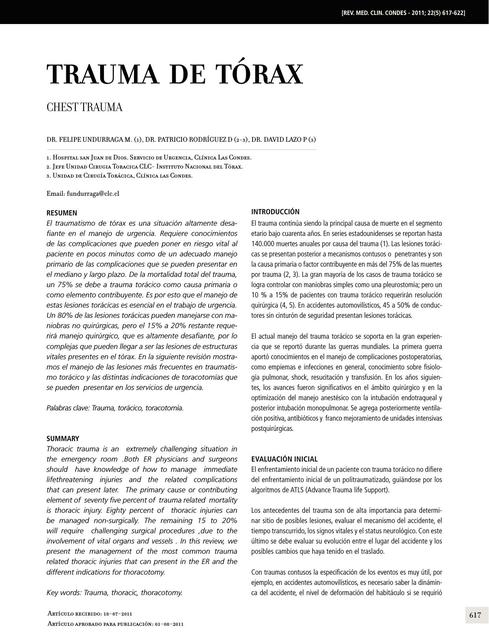 Trauma de tórax | Clara Natalia | uDocz