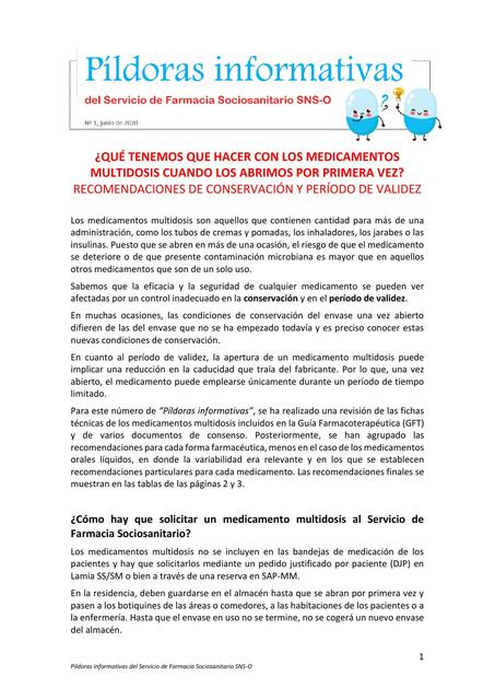 Píldoras 1 Medicamentos Multidosis | Bonifacio Jessika | uDocz