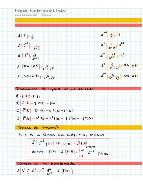 Formulario de Transformada de Laplace | Apuntes con cremosito el inge ...