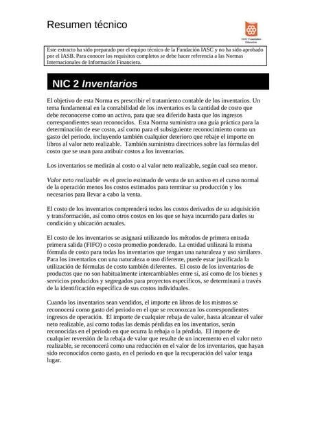 Resumen Técnico NIC 2 | Katherine Dariza Muñóz Marroquin | uDocz