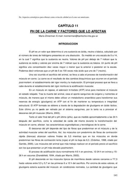 PH de la Carne y Factores que lo Afectan | Wilver Cruz | uDocz