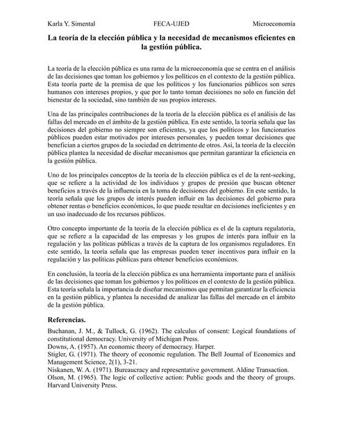 La Teoría de la Elección Pública y la Necesidad de Mecanismos ...