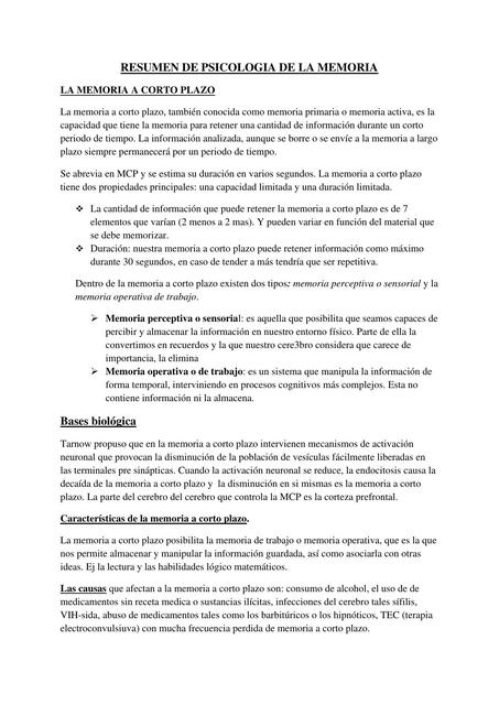 Psicología de la Memoria | MiguEl Antonio Nguema Mba | uDocz Psicología de la Memoria | MiguEl Antonio Nguema Mba | uDocz