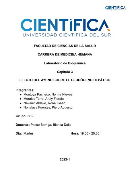 Efecto del Ayuno sobre el Glucógeno Hepático | Norma Nieves Montoya ...