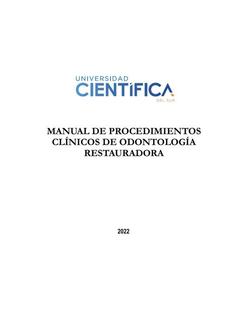 Manual de Procedimientos Clínicos de Odontología Restauradora | Silvia ...