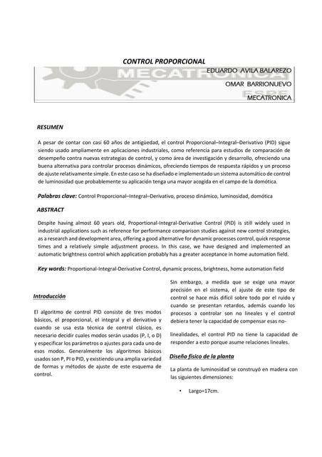 Control Proporcional | Apuntes de Física | uDocz