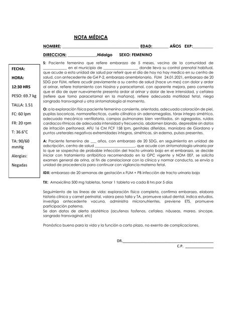 Nota Médica Embarazo | Juan Diego Aguilar León | uDocz