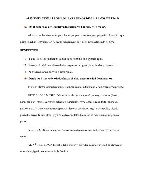 Alimentación Apropiada para Niños | Educación Especial | uDocz