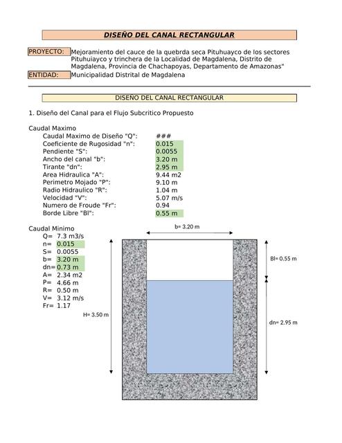 Diseño hidráulico del canal Rectangular | Carlos Garcia Navarro | uDocz