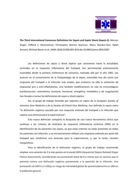 Los nuevos Criterios de sepsis y shock | Dayler | uDocz