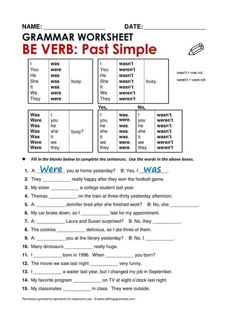Verb to be in past | studiosingles1 | uDocz