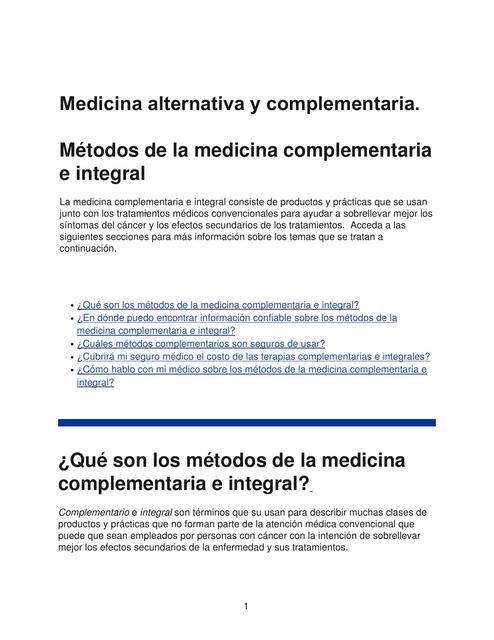 Métodos de la medicina complementaria e integral | Medicina y Farmacia | uDocz