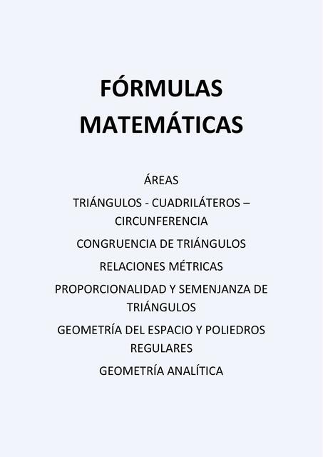 Fórmulas Matemáticas | Study Ingeniería | uDocz