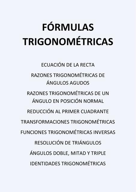 Fórmulas Trigonométricas | Study Ingeniería | uDocz