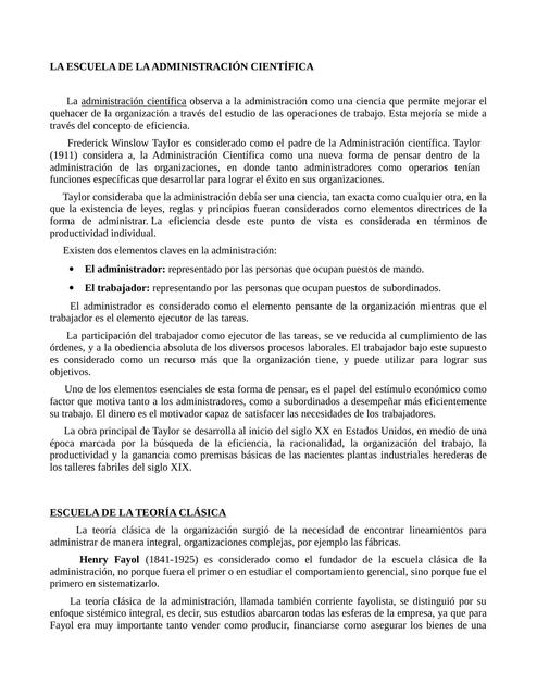 La Escuela de la Administración Científica | Teorías de Administración ...