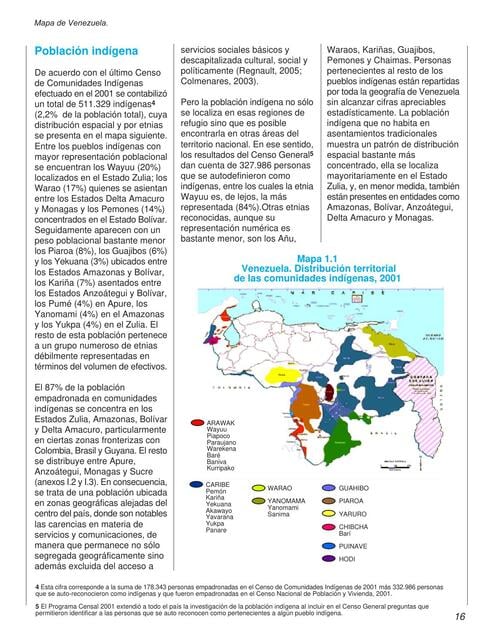 Mapa de Venezuela. Población indígena | Historia mundial y geografía ...