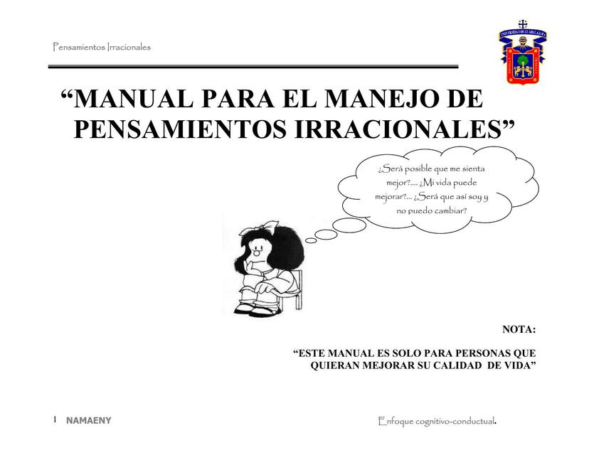 Manual para el manejo de pensamientos irracionales | patricia pacheco ...