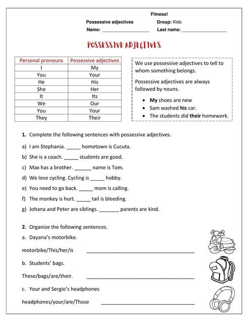 Adjetivos posesivos - English Activity | Laura Angélica Duarte | uDocz