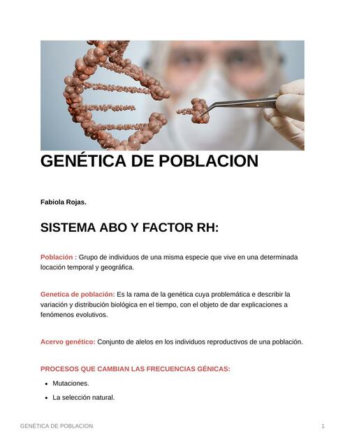 Genética de Población | Fabiola Rojas | uDocz