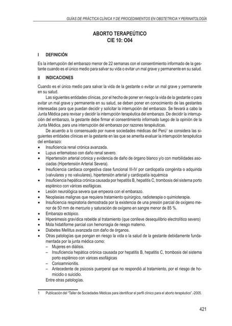 Resumen Abortó Terapéutico | MedicineDat | uDocz