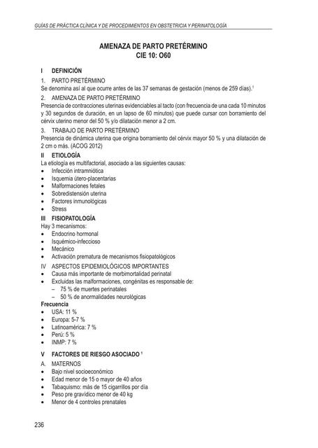 Resumen Amenazas De Parto Pretérmino | MedicineDat | uDocz