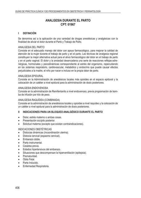 Resumen Analgesia Durante El Parto | MedicineDat | uDocz