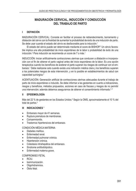 Resumen Maduración Cervical Inducción y Conducción Del Trabajo de Parto | MedicineDat | uDocz