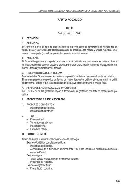 Resumen Parto Podálico | MedicineDat | uDocz