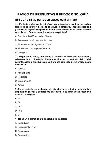Banco de Preguntas Endocrinología | Medico en Proceso | uDocz