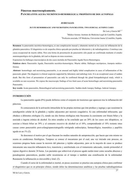 Páncreas Macroscópicamente. Pancreatitis Aguda Necrótico Hemorrágica ...