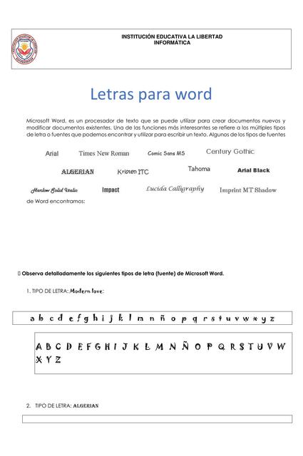 Letras para word | elestudiante20 | uDocz