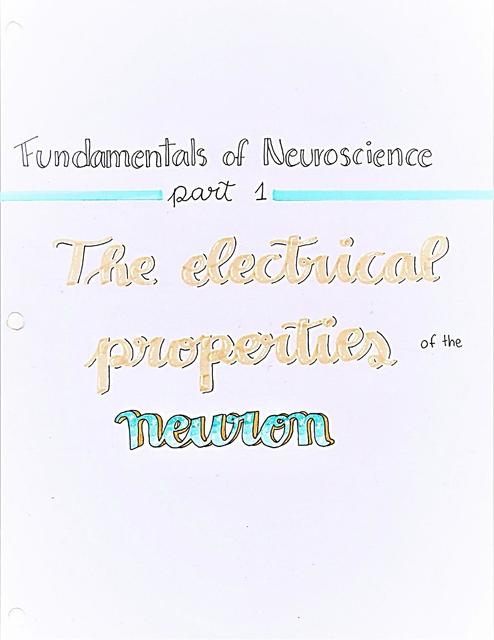 Lesson 1. Fundamentals of Neuroscience, part 1: The electrical ...