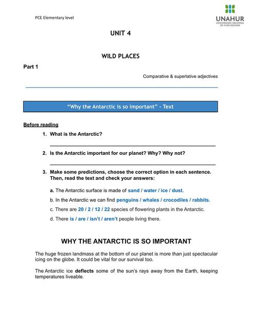 Unit 4 Wild Places - Elementary | B.M | uDocz